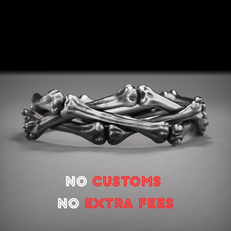 Handcrafted Sterling Silver Bones Ring: Gothic Skeleton Band - Etsy
