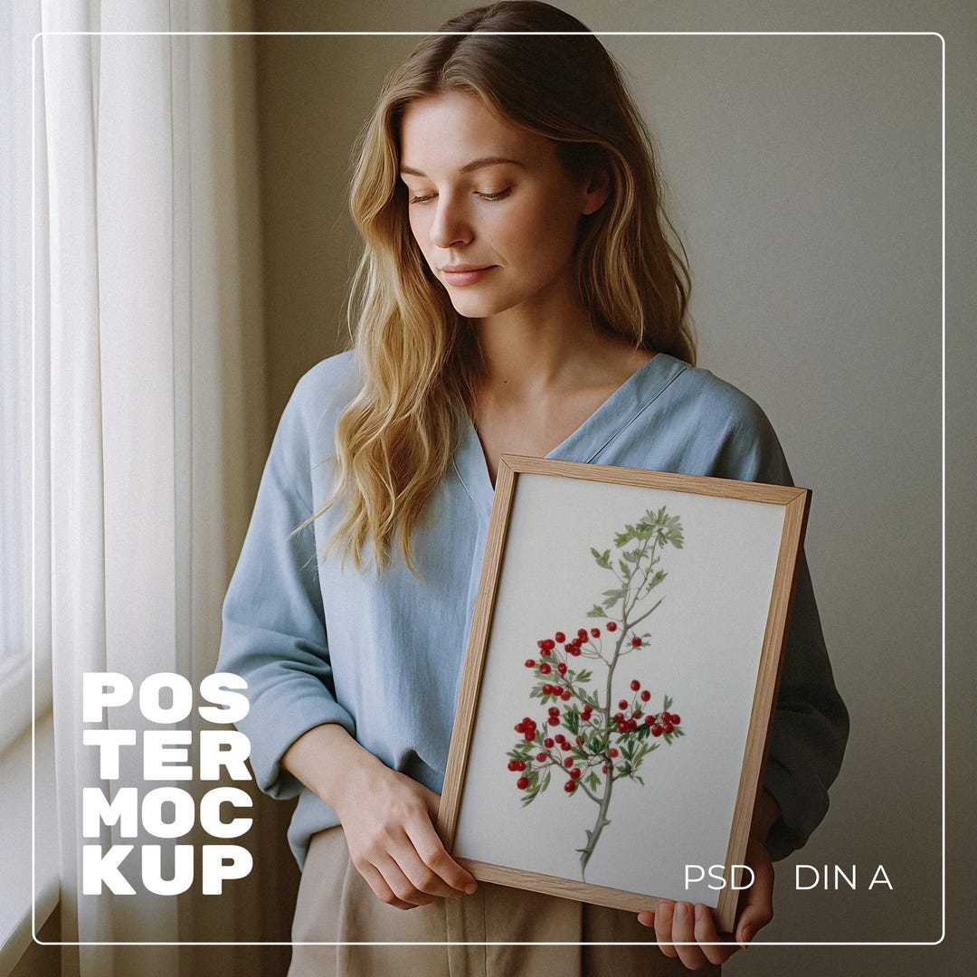 Natural Light Poster Mockup for Photoshop & Photopea, Smart Layer Frame ...