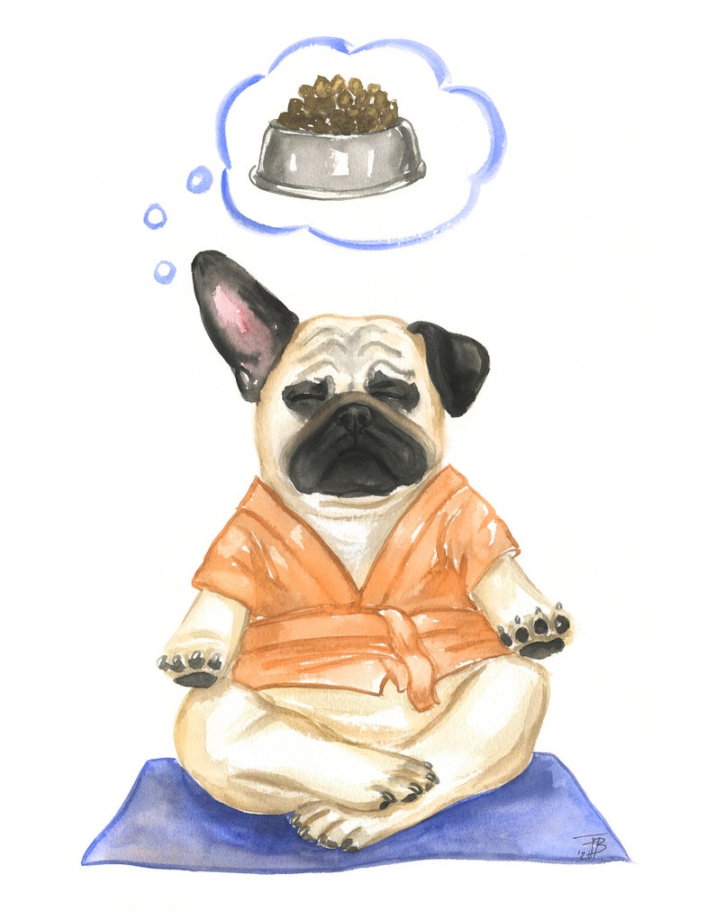 Meditating Pug-watercolor Illustration Print - Etsy