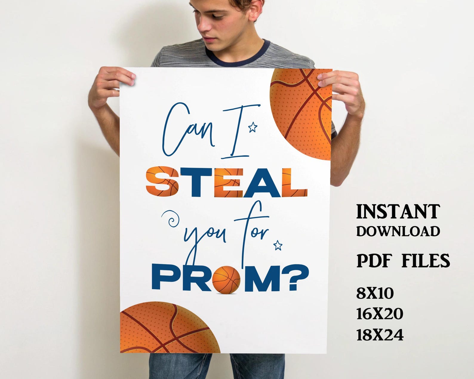 Printable Basketball Prom Proposal Sign, Can I Steal You for Prom, PROM ...