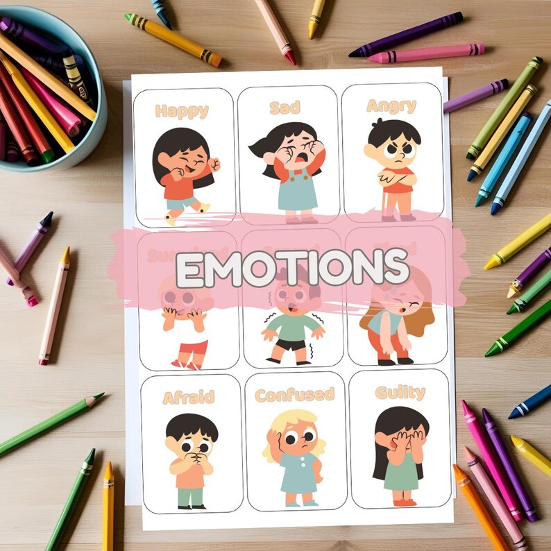 Emotion Flashcards Printable for Kids – Digital Download, Preschool ...