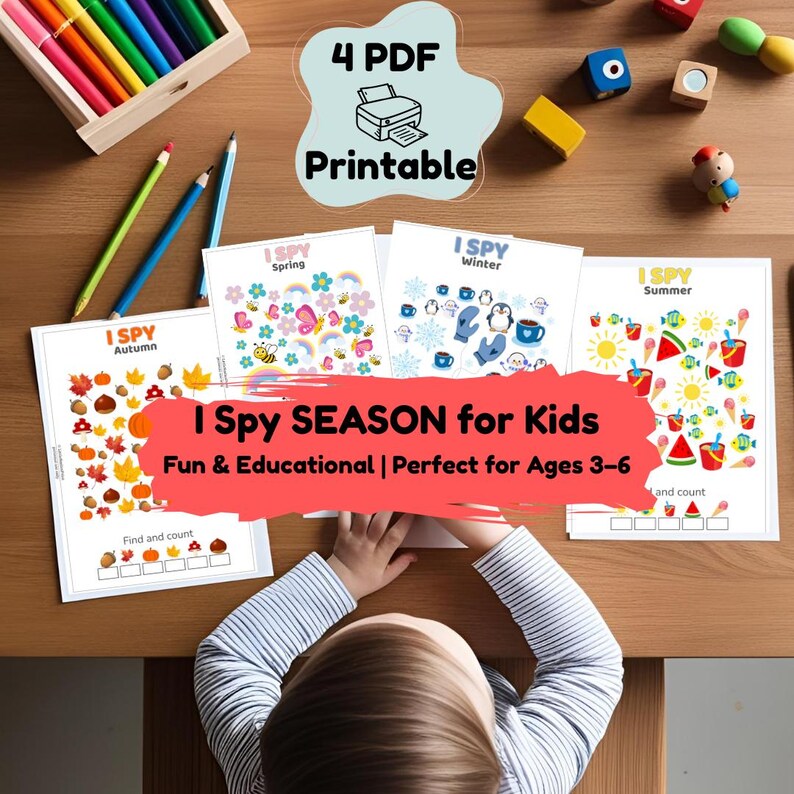 I Spy Seasons Printable for Kids | 4 Fun Worksheets | Spring Summer ...