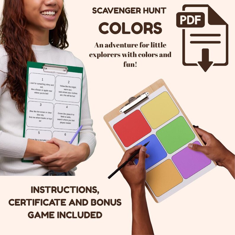 Color Scavenger Hunt for Kids | Printable Color Hunt Game 3–6 Years ...