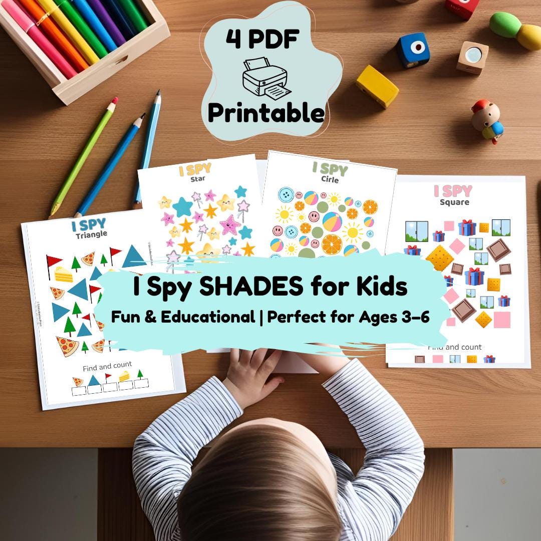 I Spy Shapes Printable for Kids | 4 PDF Worksheets | Preschool Learning ...