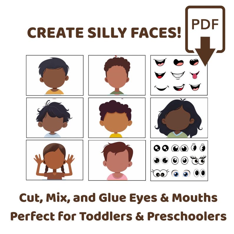 Printable Silly Faces Craft – Includes Light & Brown Skin Tones – Mix ...