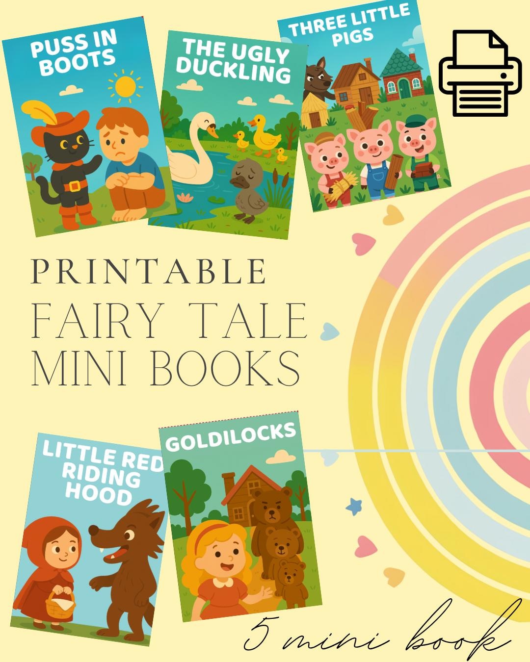 Printable Fairy Tale Mini Books for Kids – Set of 5 Foldable Storybooks ...