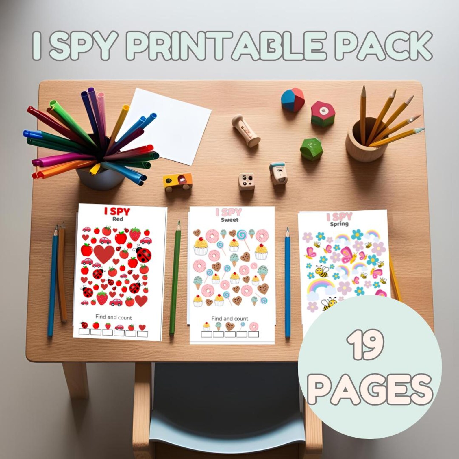 I Spy Game Printable Bundle | 19 Fun Activity Sheets for Kids | Animals ...