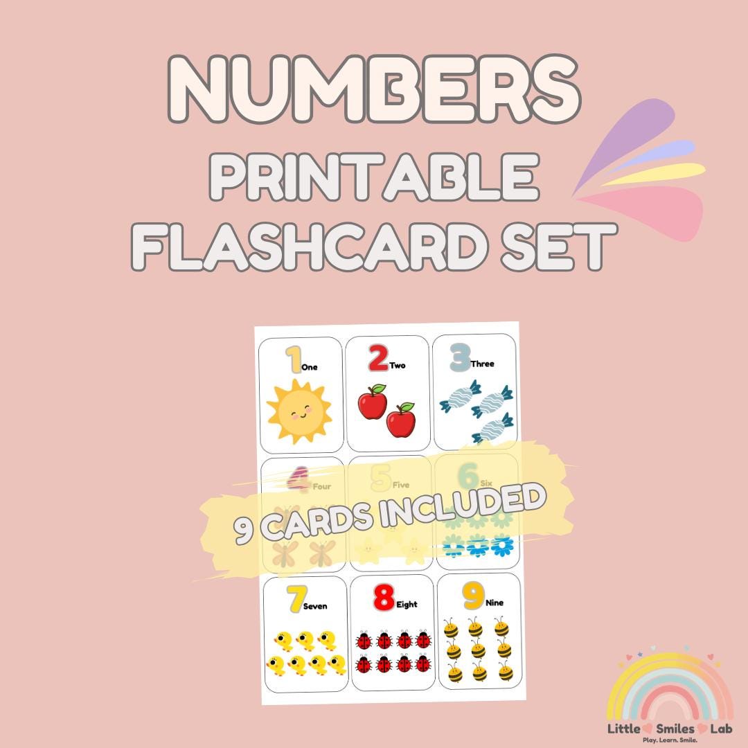 Numbers Flashcards Printable for Kids – Digital Download, Preschool ...