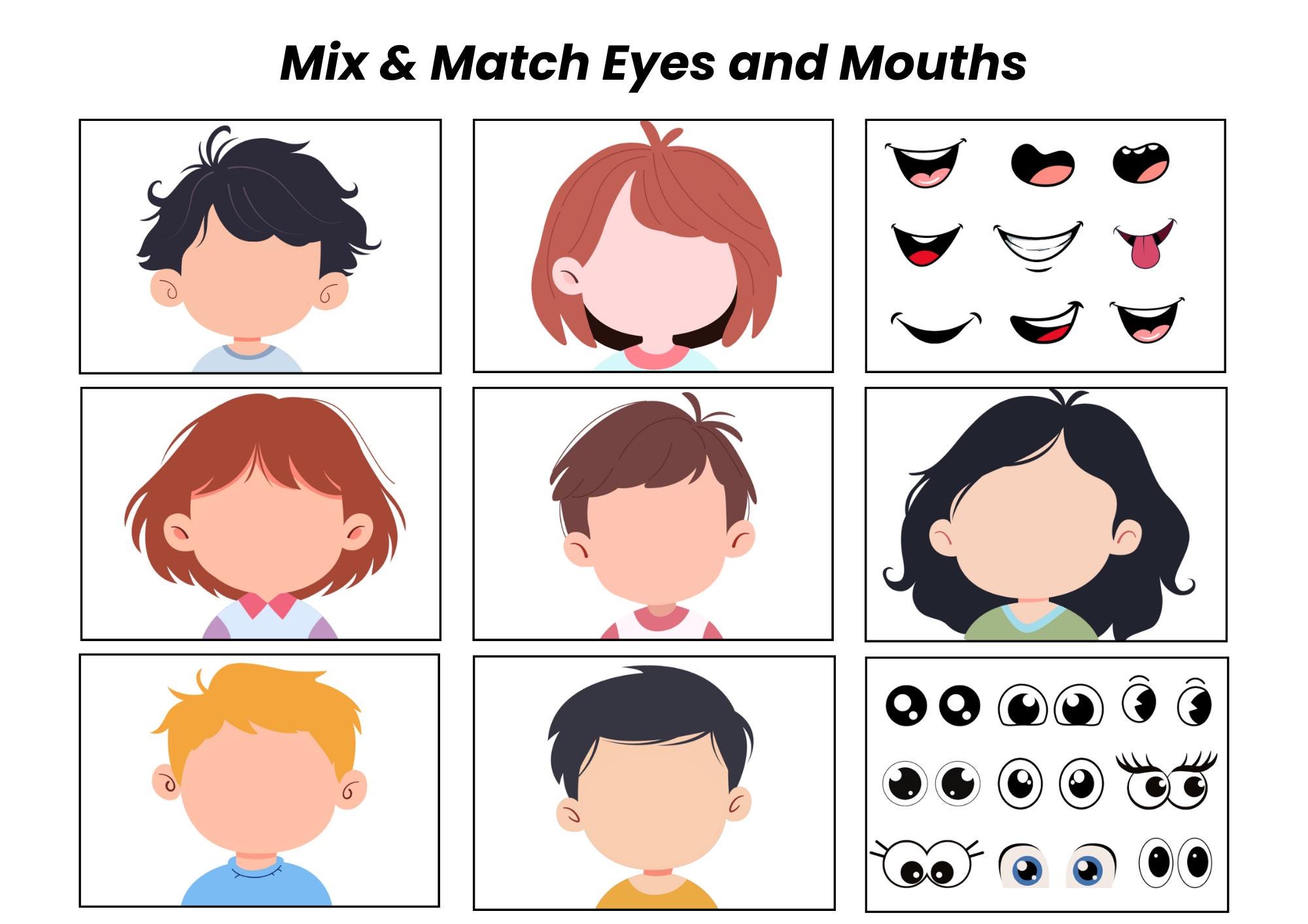 Printable Silly Faces Craft – Includes Light & Brown Skin Tones – Mix ...