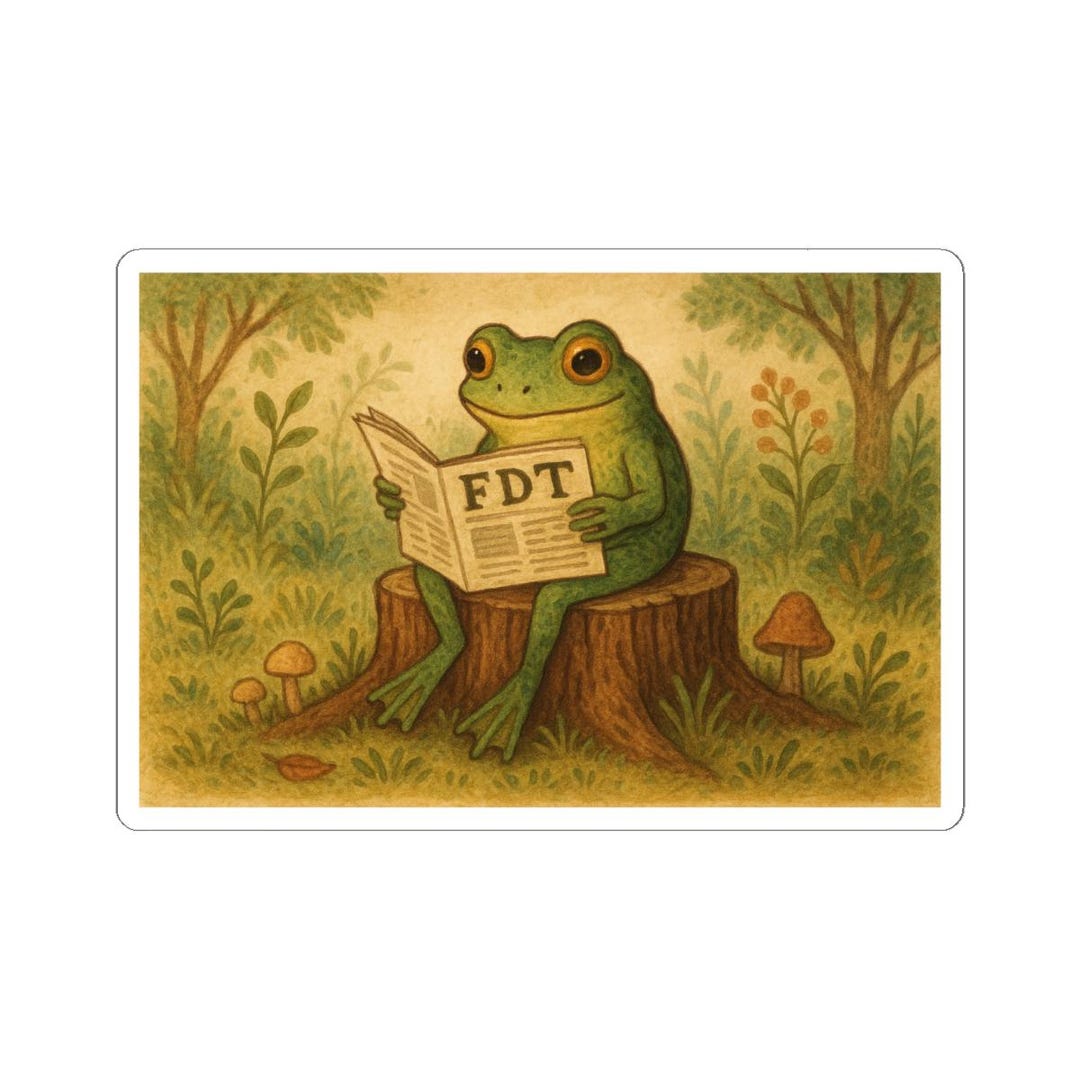 Frog Reading FDT Newspaper Sticker Cute Political Humor - Etsy