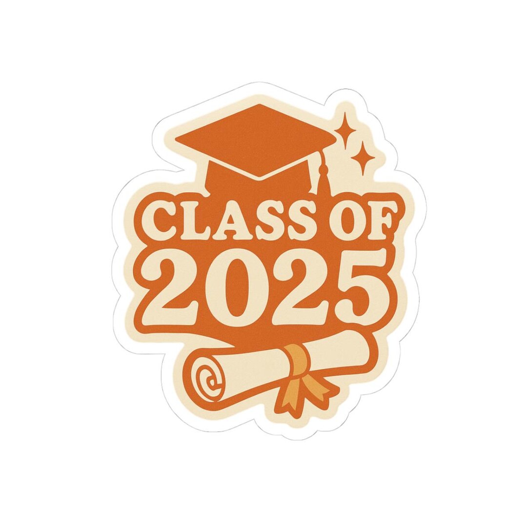Class of 2025 Graduation Sticker Retro Orange Vinyl Decal for Seniors ...