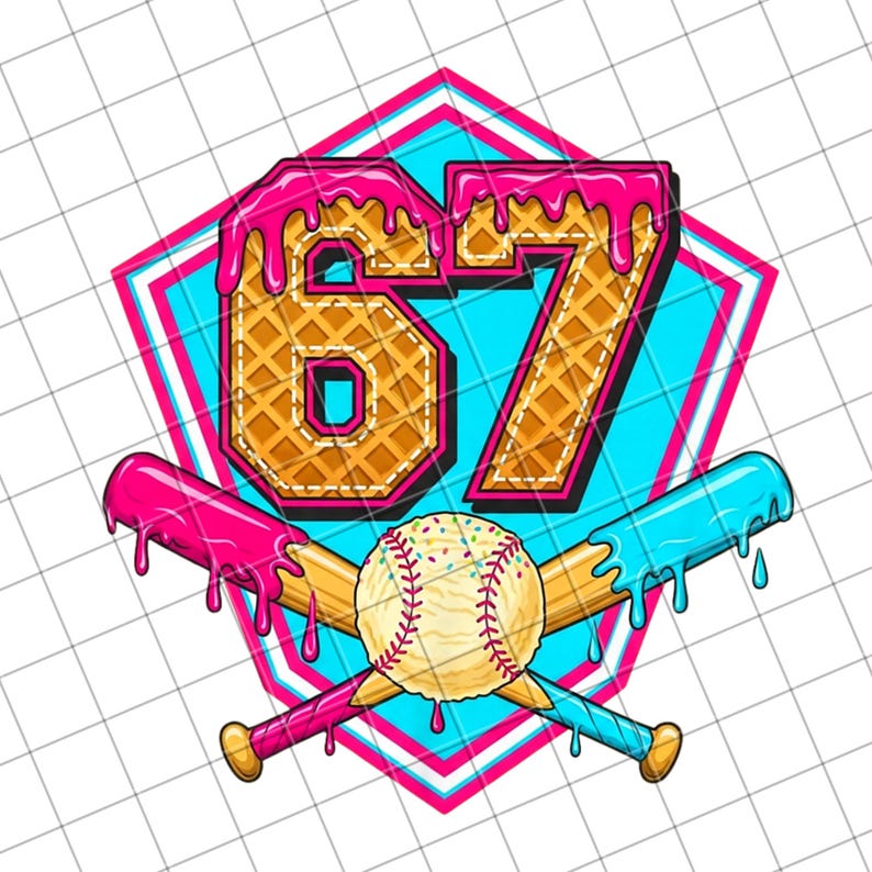 Baseball Drip Jersey Number 67 PNG Design for Players, Birthday Gift ...