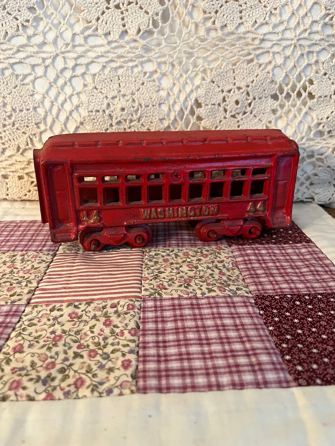 Vintage Cast Iron Train Car Red Train Car Washington 44 Train Car ...