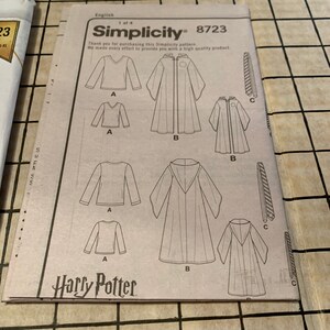 Simplicity Sewing Pattern 8723 Harry Potter Costume Harry Potter ...