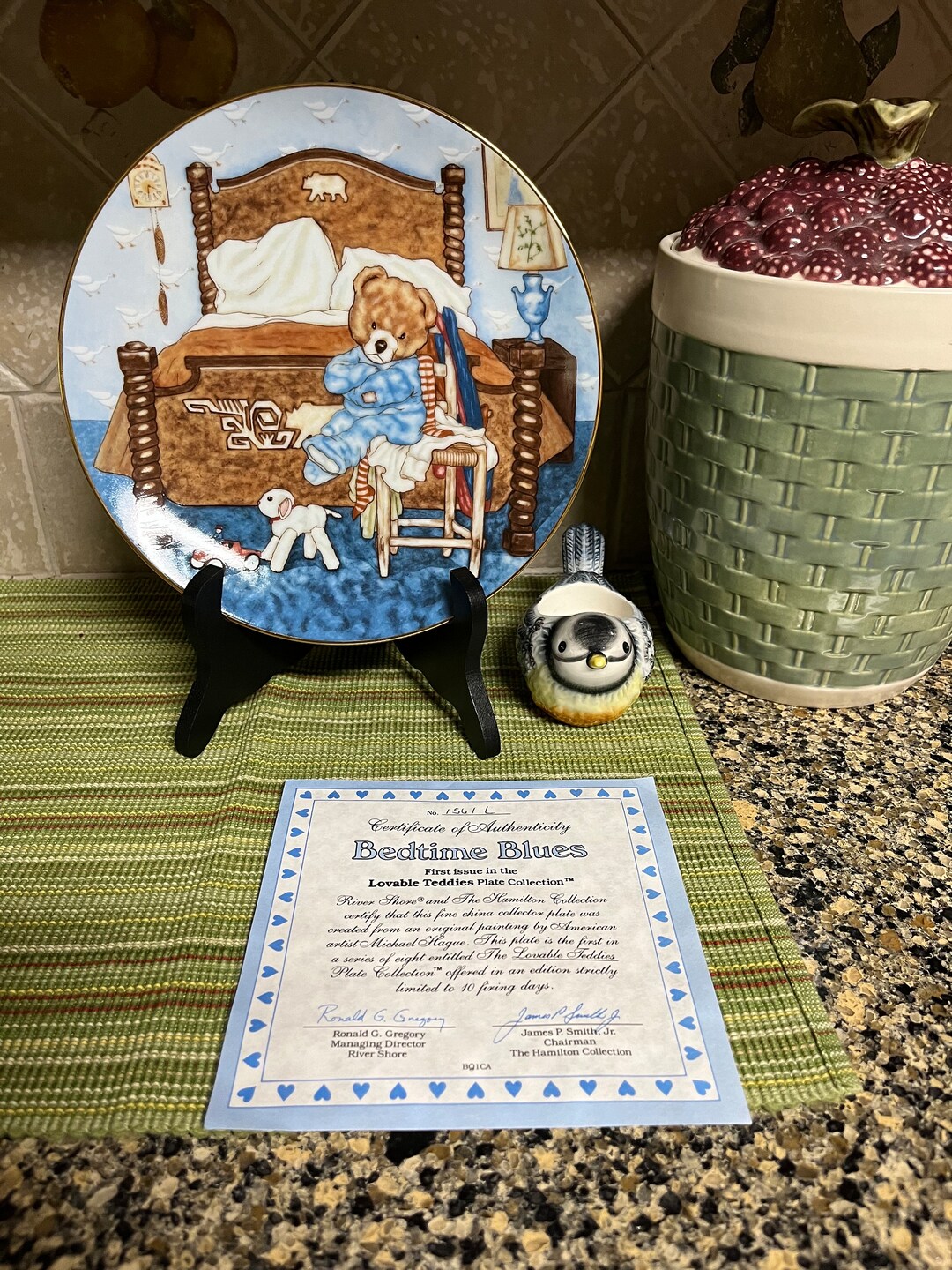 Vintage Hamilton Collection "bedtime Blues" Teddy Bear Plate - Etsy