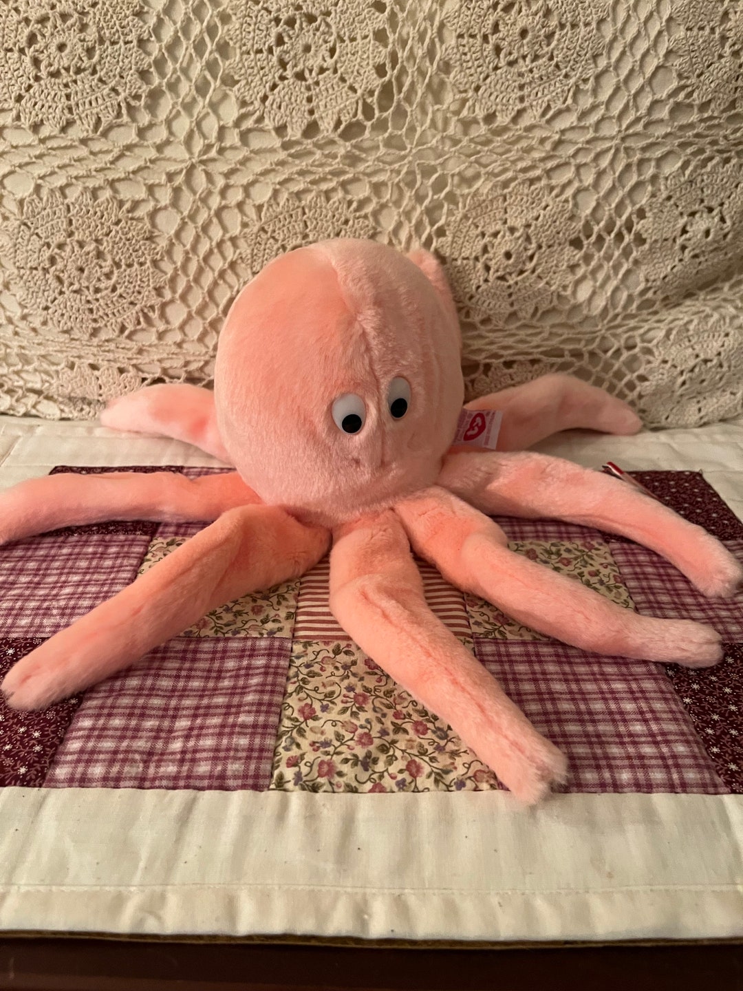 Vintage TY Beanie Buddy Inky Plush Pink Octopus Vintage Stuffed Animal ...