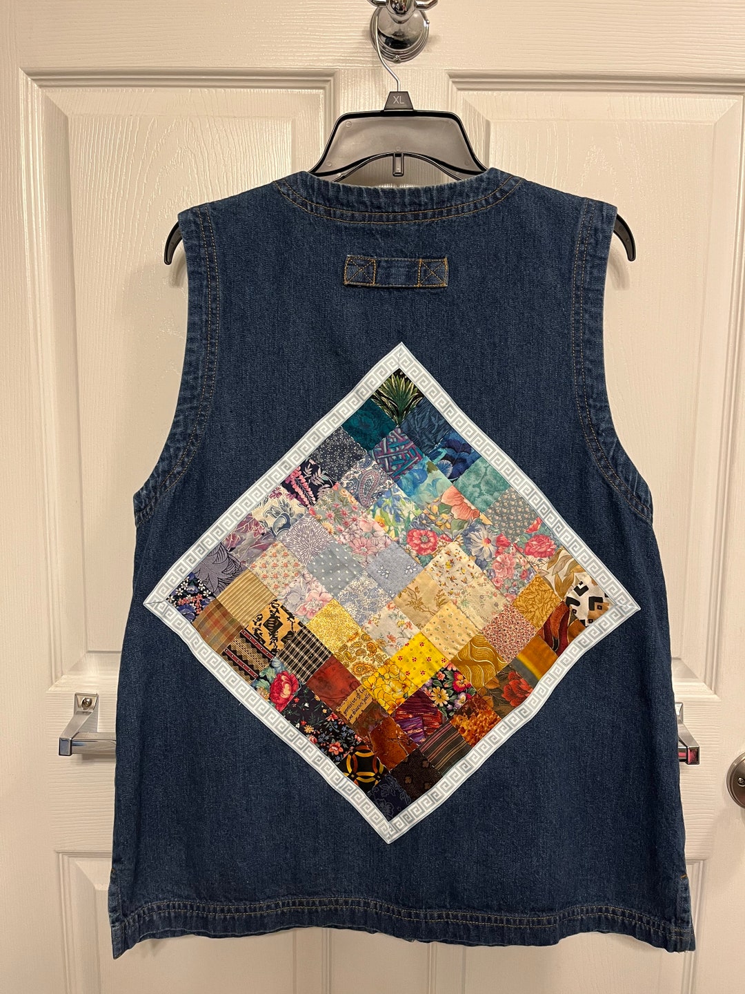 Repurposed Ladies Denim Vest Quilted Vest Western Vest Boho Vest Hippie ...