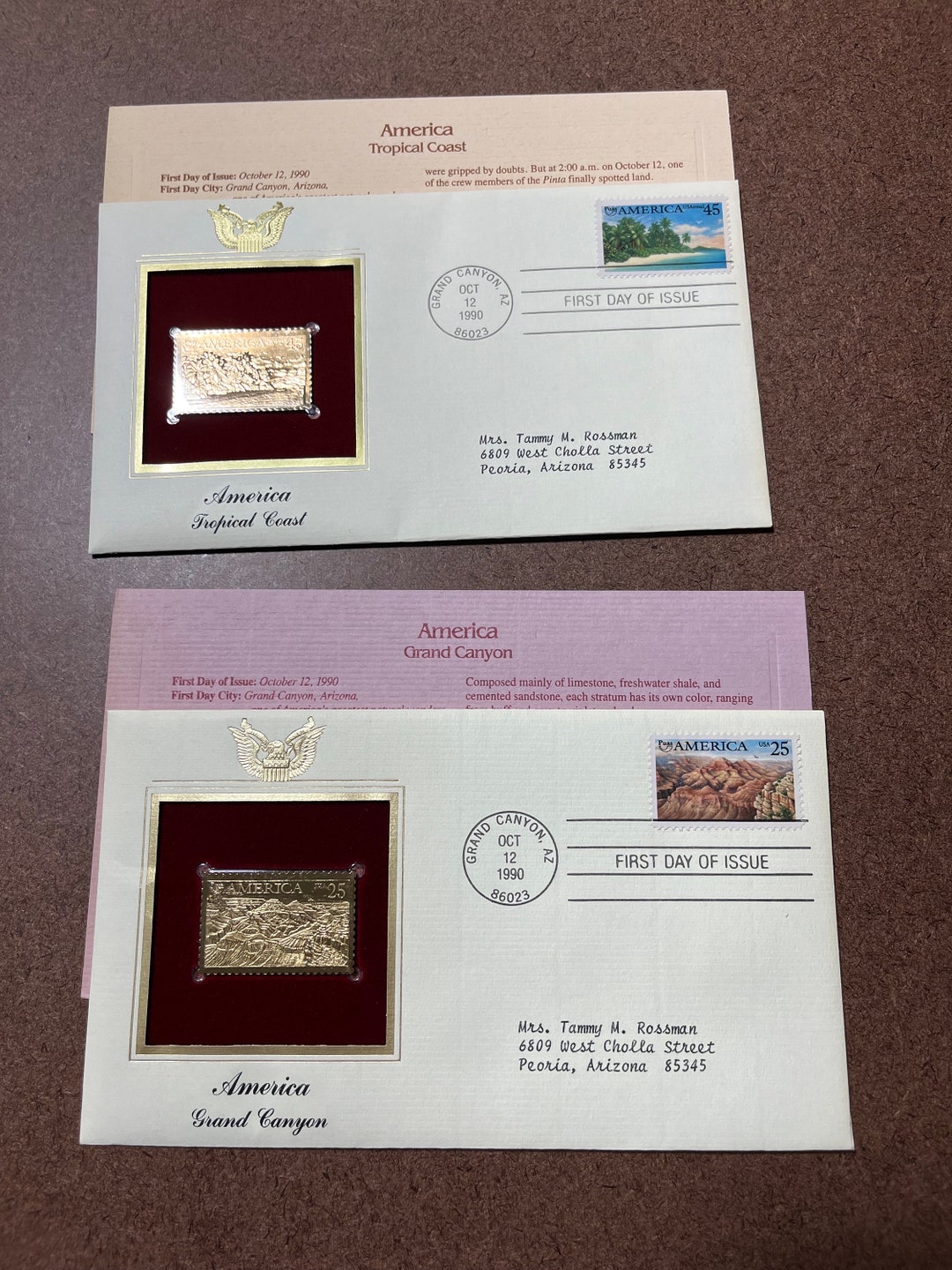 First Day Issue Gold Postage Stamp Set 2 Pieces America Stamp Set ...