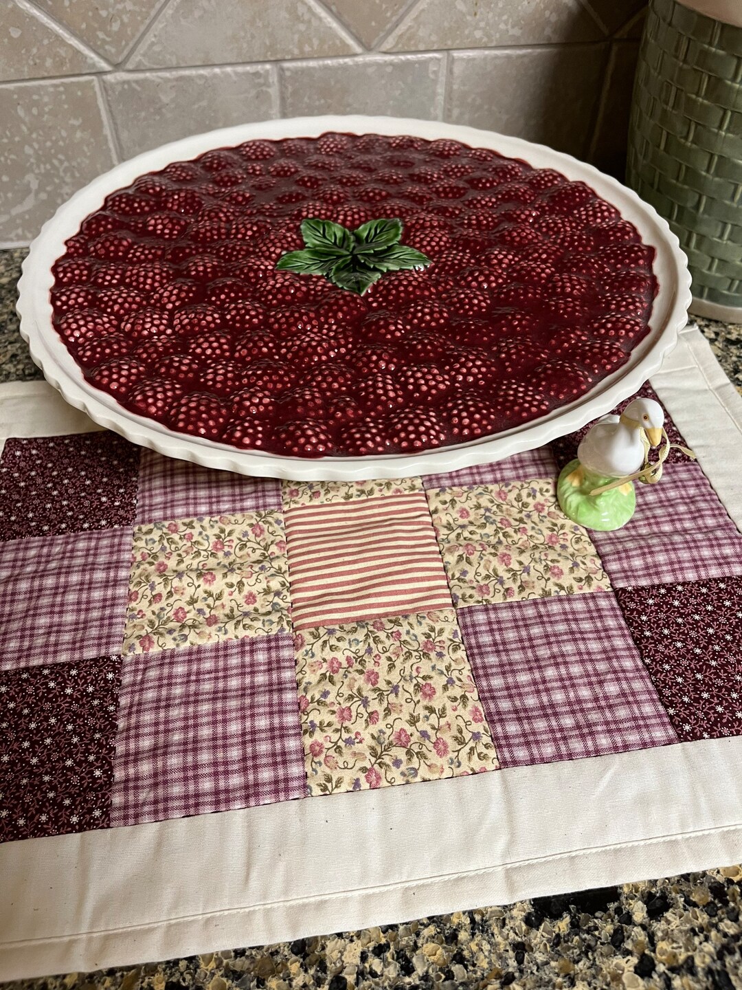 Vintage Raspberry Pedestal Cake Plate: Portugal-made China - Etsy