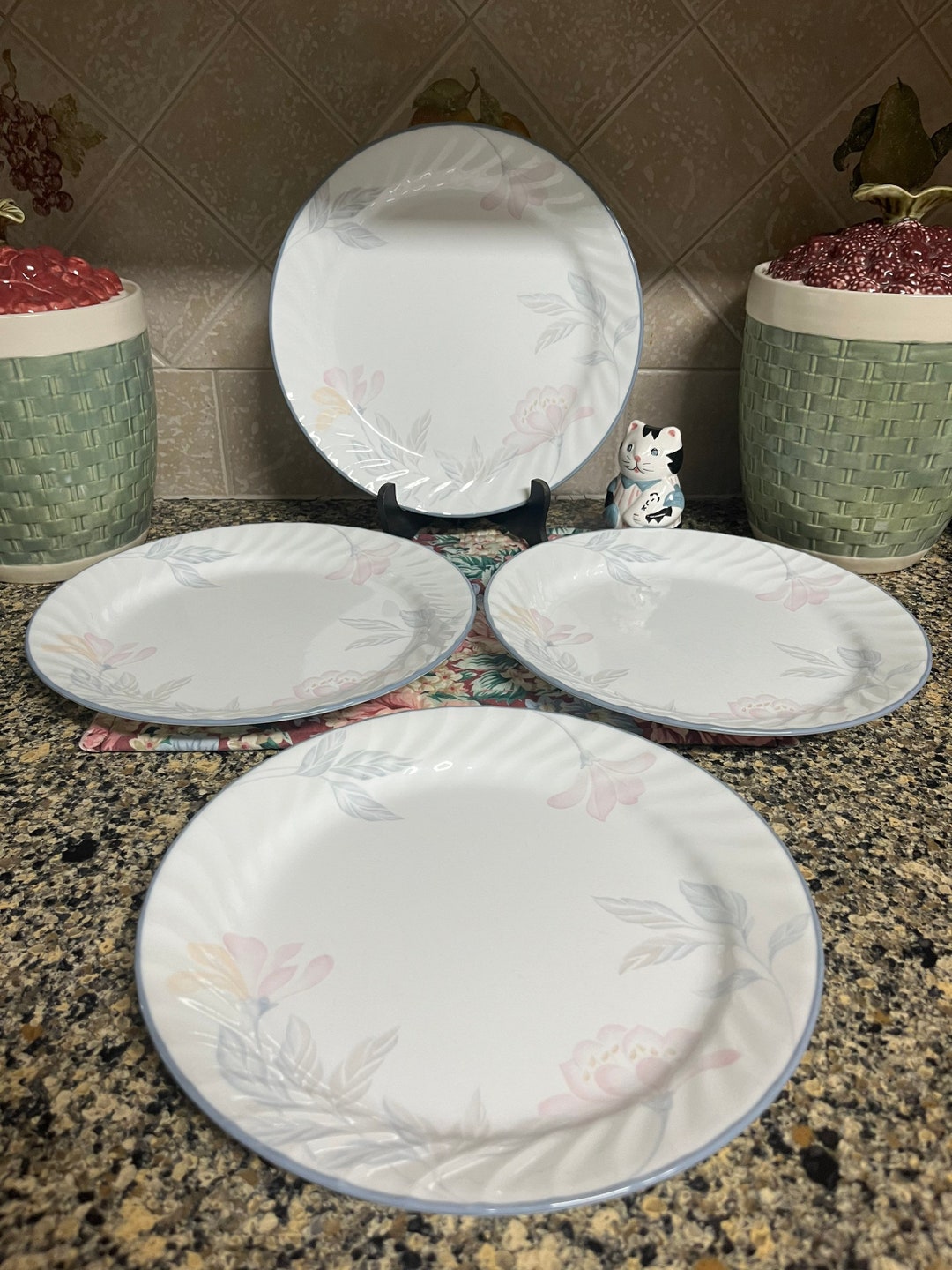 Vintage Corelle Pink Trio Dinner Plate Set - 4 Piece - Etsy