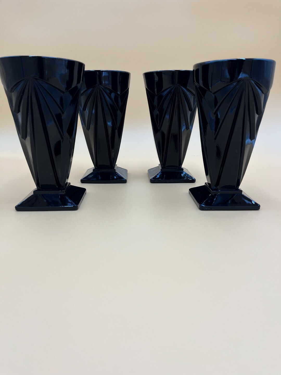 Indiana Glass Pyramid Black Glass Set 4 Pieces Water Glass Set Tea ...