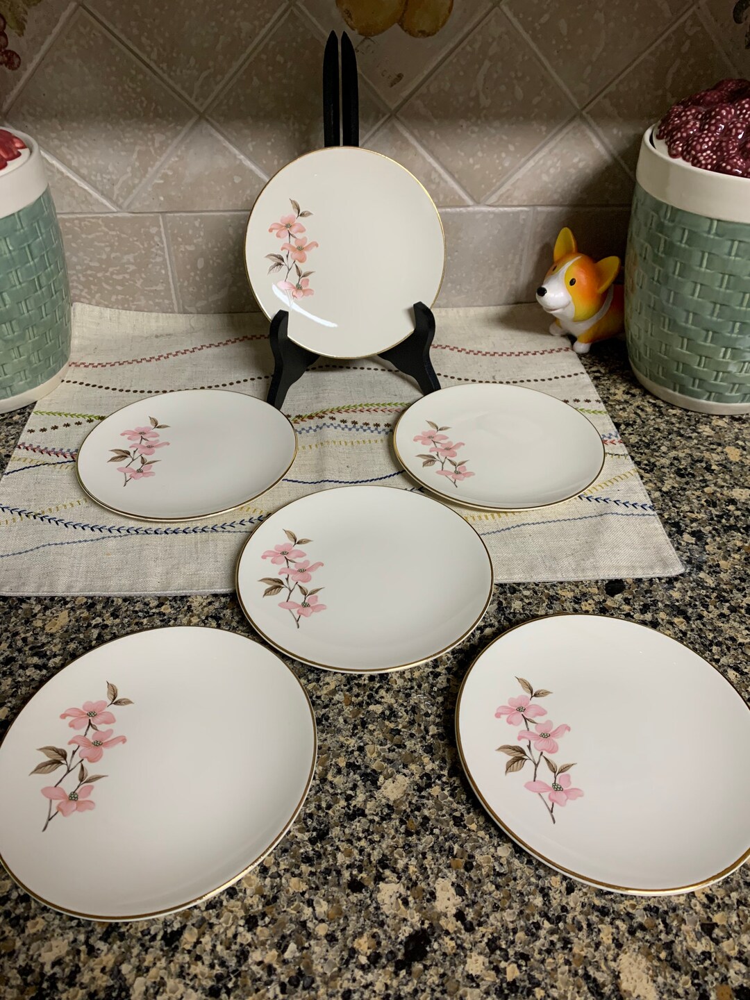 Vintage Knowles China Dogwood 6 Piece Set of Bread and Butter Plates ...