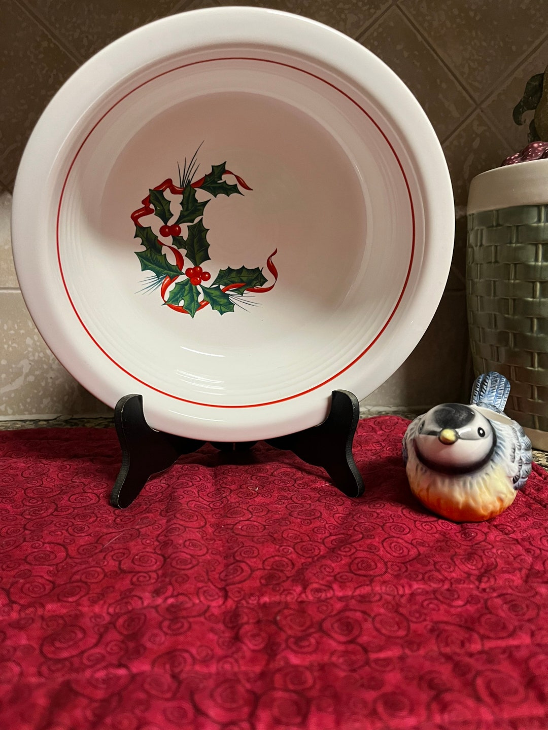 Vintage Homer Laughlin Fiesta Holiday Fiesta Serving Bowl Christmas ...