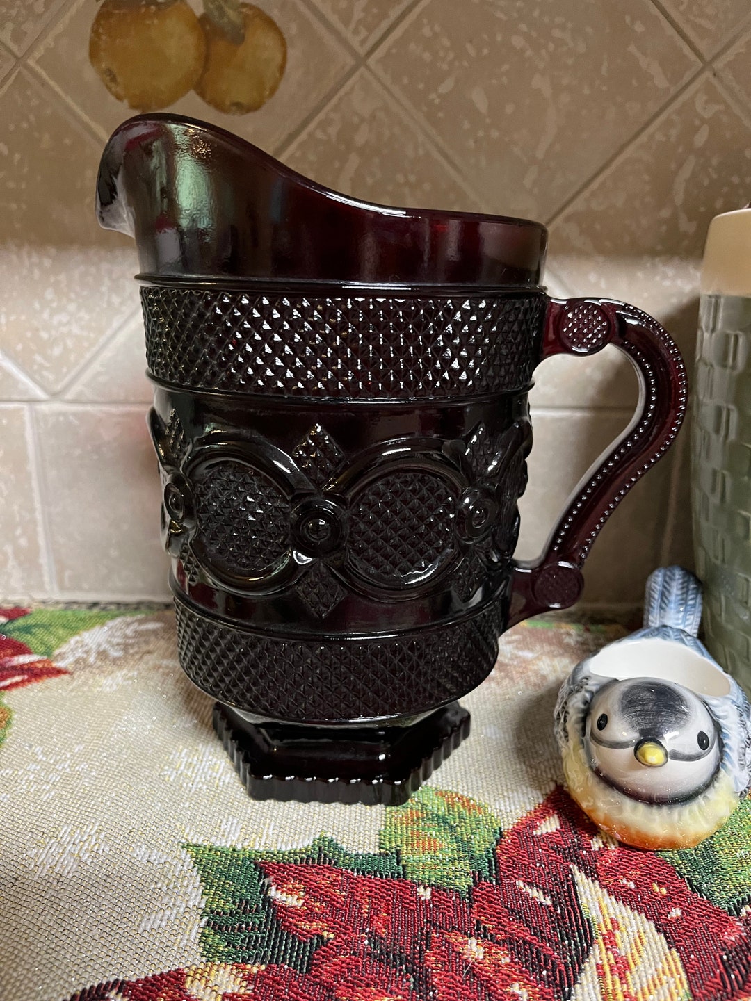 Vintage Avon Cape Cod Ruby Water Pitcher Lemonade Pitcher Iced Tea ...