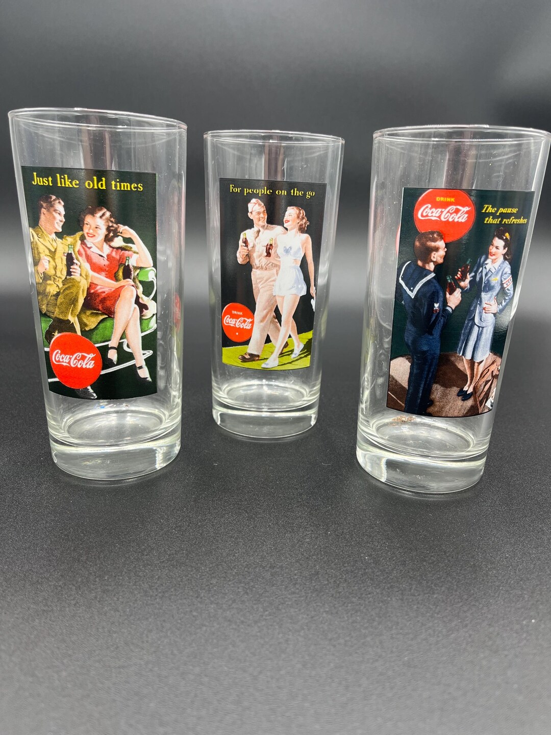 Vintage Coca Cola Military Glass Set - 3 Piece - Etsy