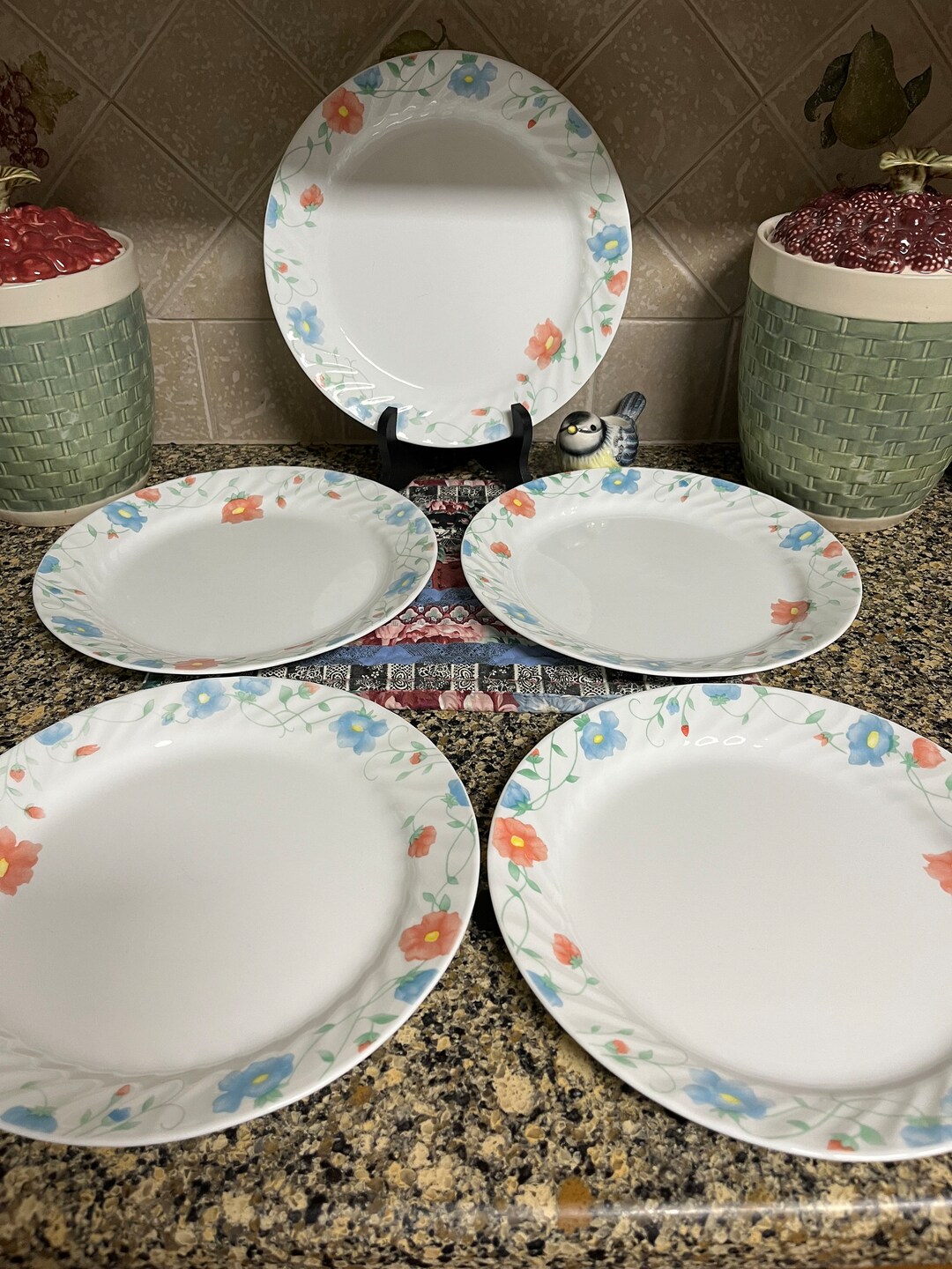 Vintage Corelle Dinner Plate Set: Delicate Touch Floral Plates - Etsy