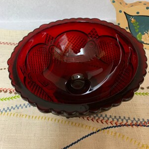 Vintage Avon Ruby Red Cape Cod Pedestal Candy Dish Made in the USA ...