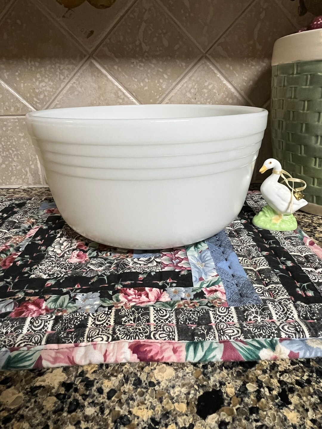 Vintage Pyrex Large Mixing Bowl Ribbed Milk Glass Mixing Bowl Wedding ...