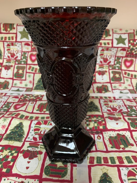 Vintage Avon Cape Cod Red Glass Pedestal Vase Red Glass Vase | Etsy