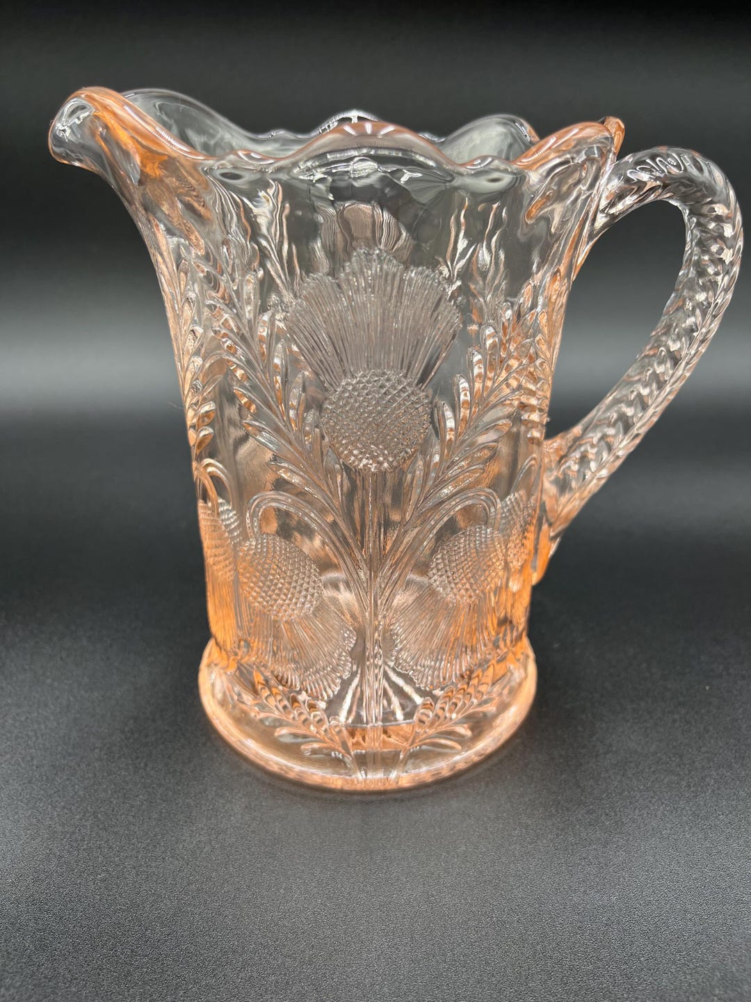 Mosser Glass Inverted Thistle Pitcher Pink Glass Pitcher Birthday Gift ...