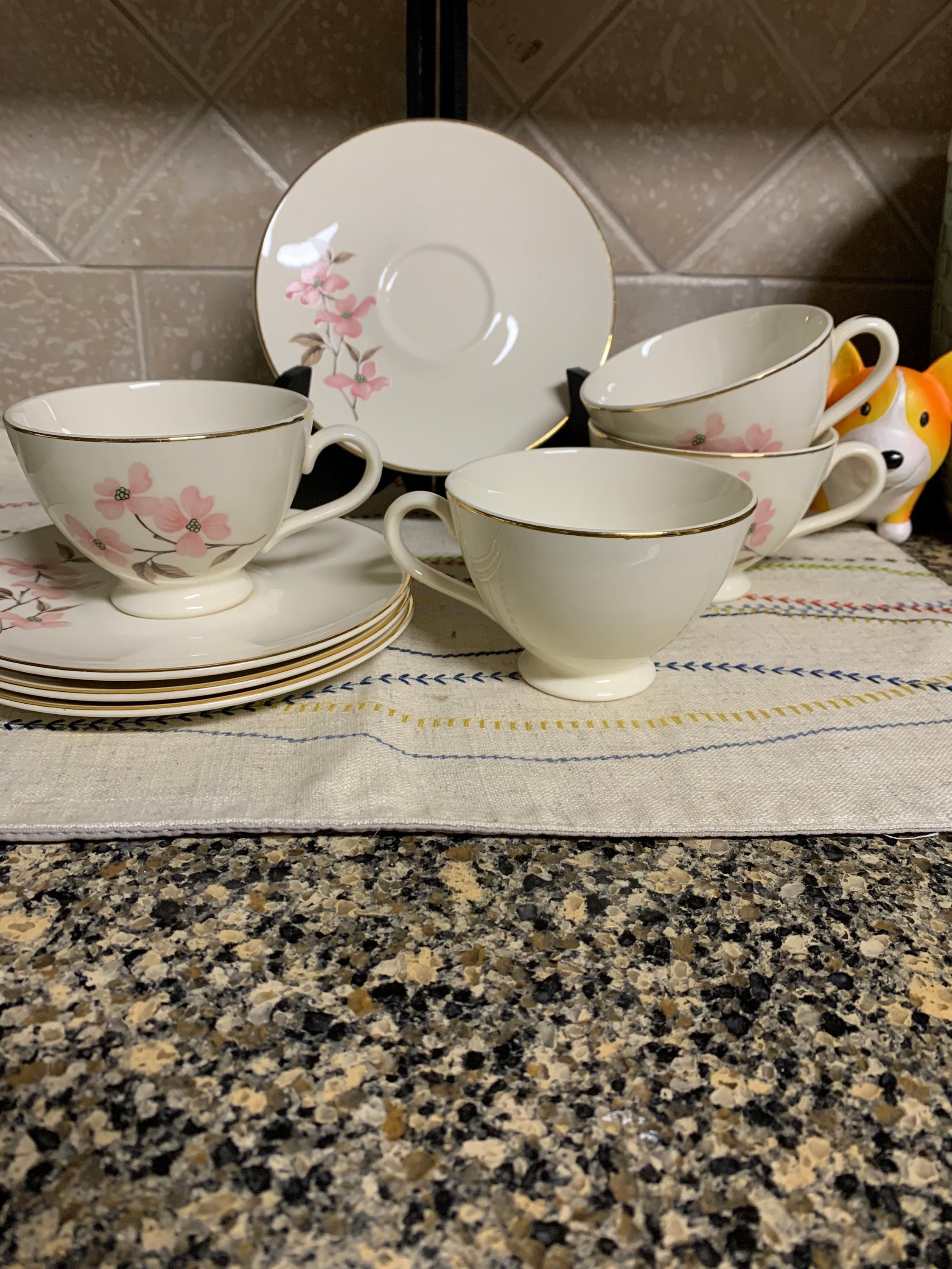 Vintage Knowles China Dogwood 6 Piece Set Tea Cups and Saucers | Etsy