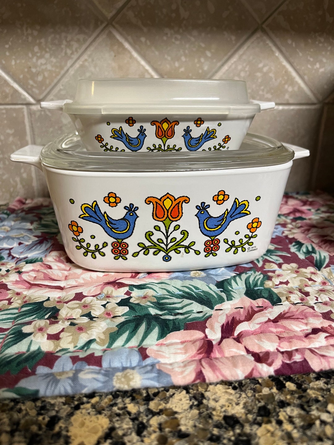 Vintage Corningware Country Festival Baking Dish Serving Dish Set 4 ...