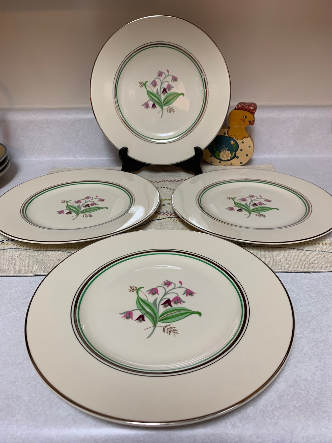 Vintage Syracuse China Corabel 4 Dinner Plate Set Made in USA ...