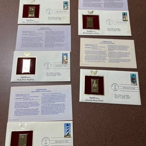 First Day Issue Gold Postage Stamp Set 5 Pieces Lighthouse Stamp Set ...
