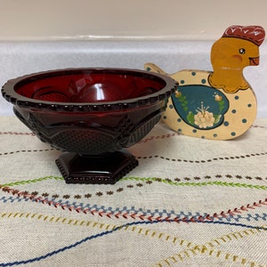 Vintage Avon Ruby Red Cape Cod Pedestal Candy Dish Made in the USA ...