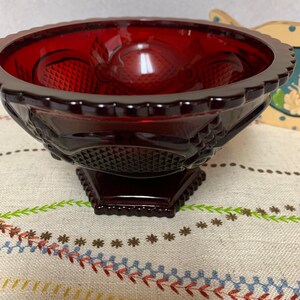Vintage Avon Ruby Red Cape Cod Pedestal Candy Dish Made in the USA ...