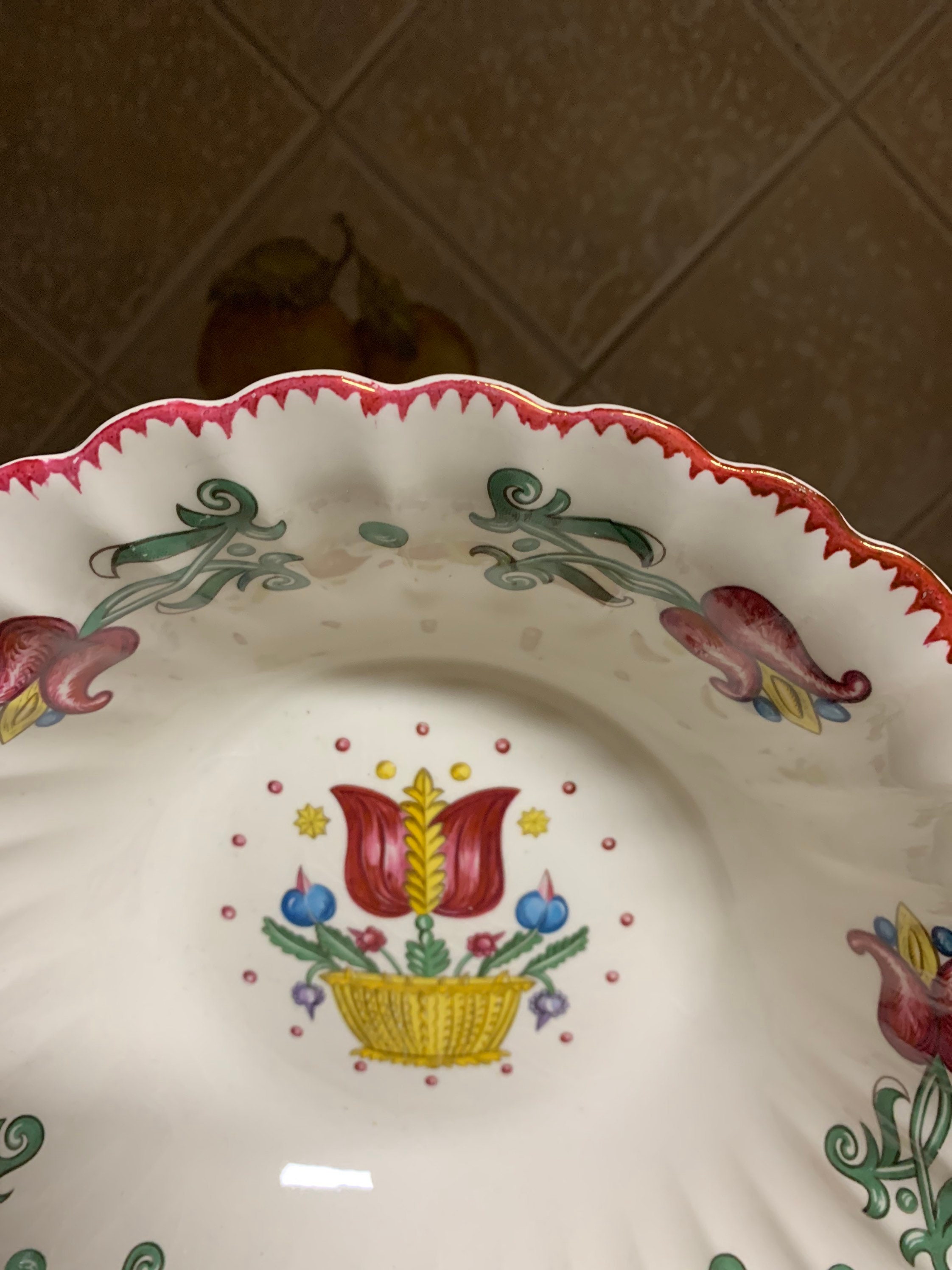 Dining & Serving Vintage American Limoges Old Dutch Red Tulip Serving ...