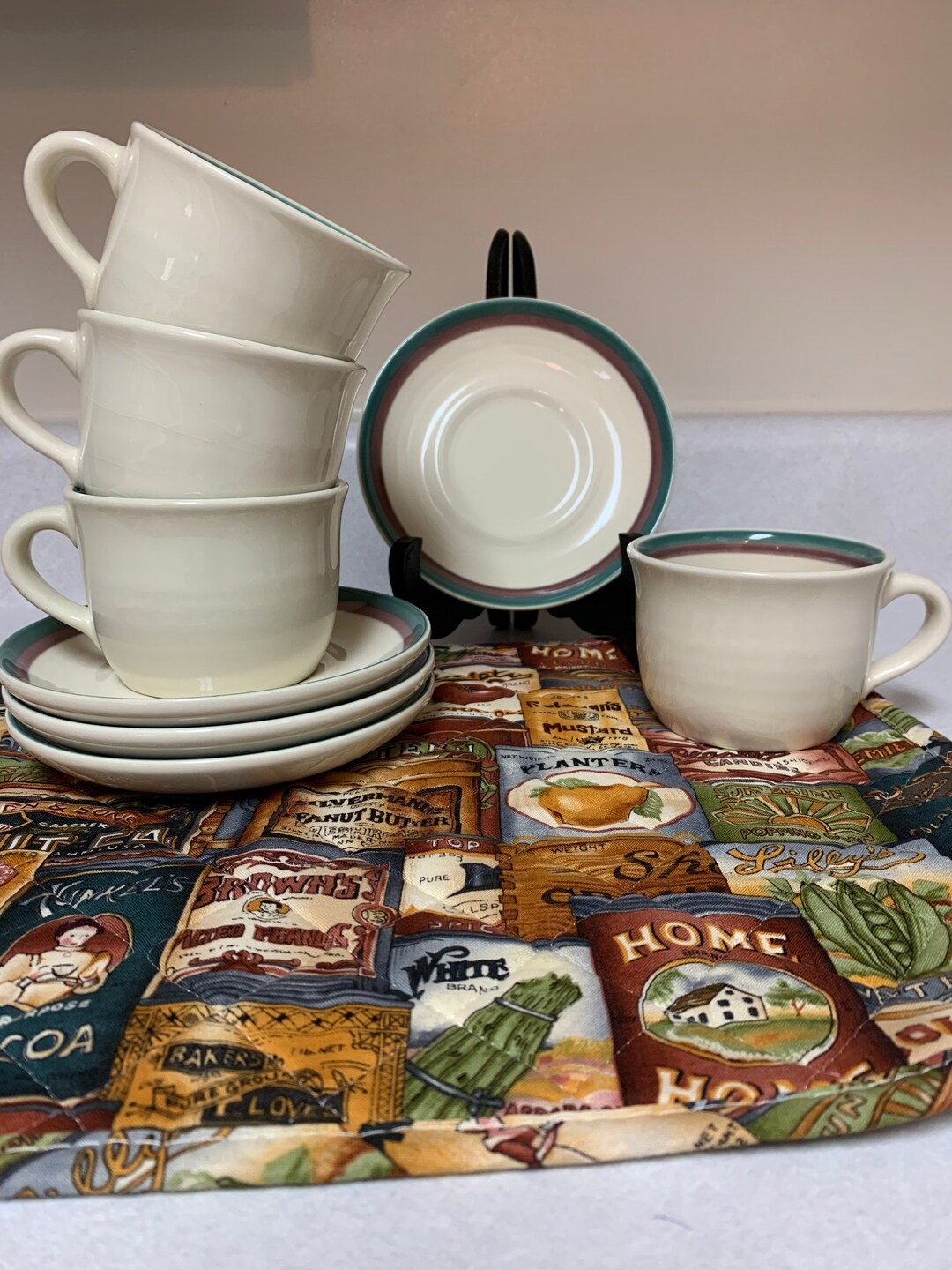 Vintage Pfaltzgraff Juniper Cup and Saucer 8 Piece Set Vintage ...