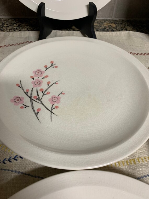 Plates Vintage Steubenville Pink Floral 5 Piece Set Of Dinner Plates ...
