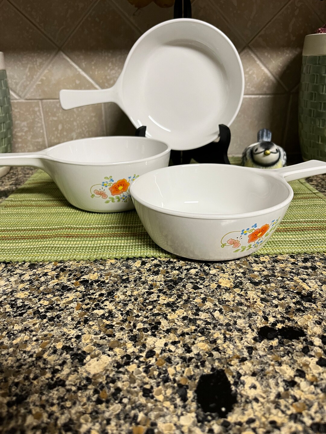 Vintage Corning Ware Wildflower Frying Pan Set 3 Pieces Baking Dish ...