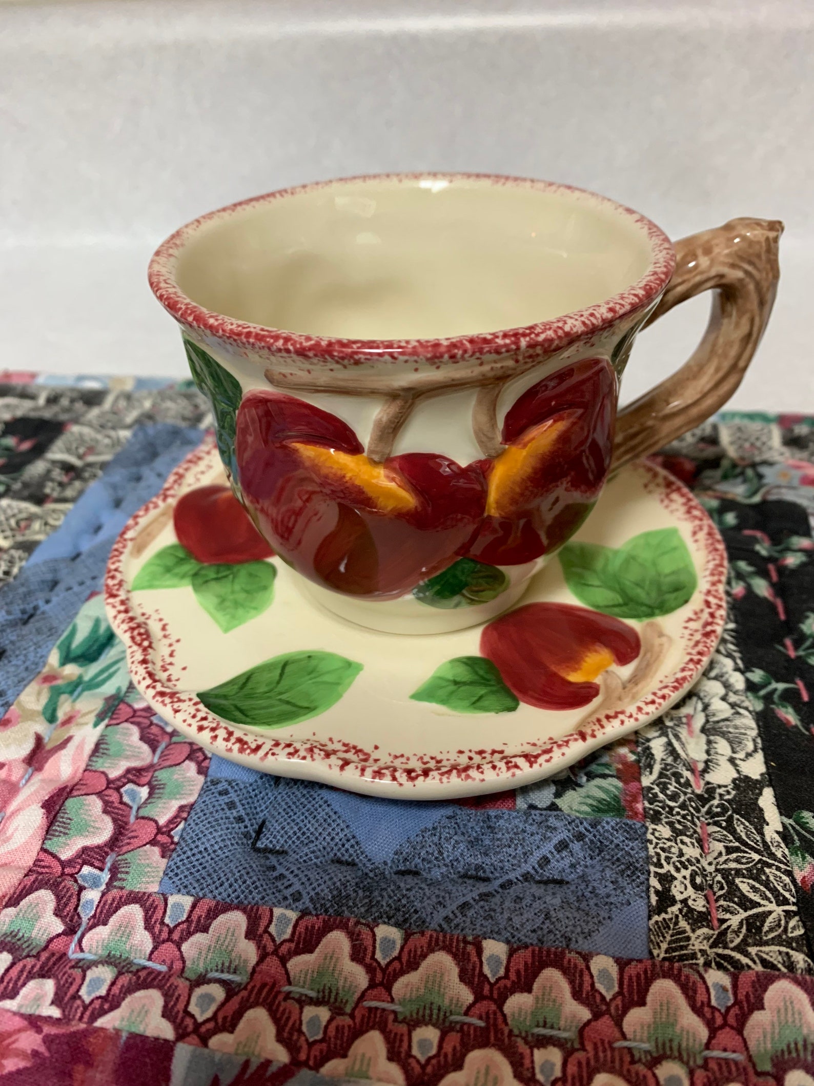 Vintage Cracker Barrel Apple Tea Cup 2 Piece Set Fall Tea Cup - Etsy