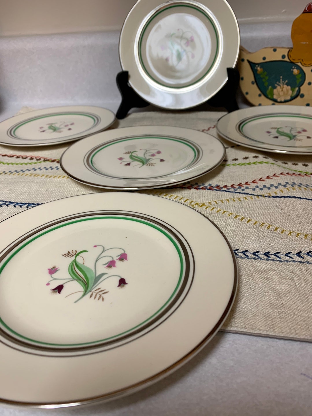 Jahrgang Syrakus China Corabel 5 Stück Set Brot und Butter lila Blume ...