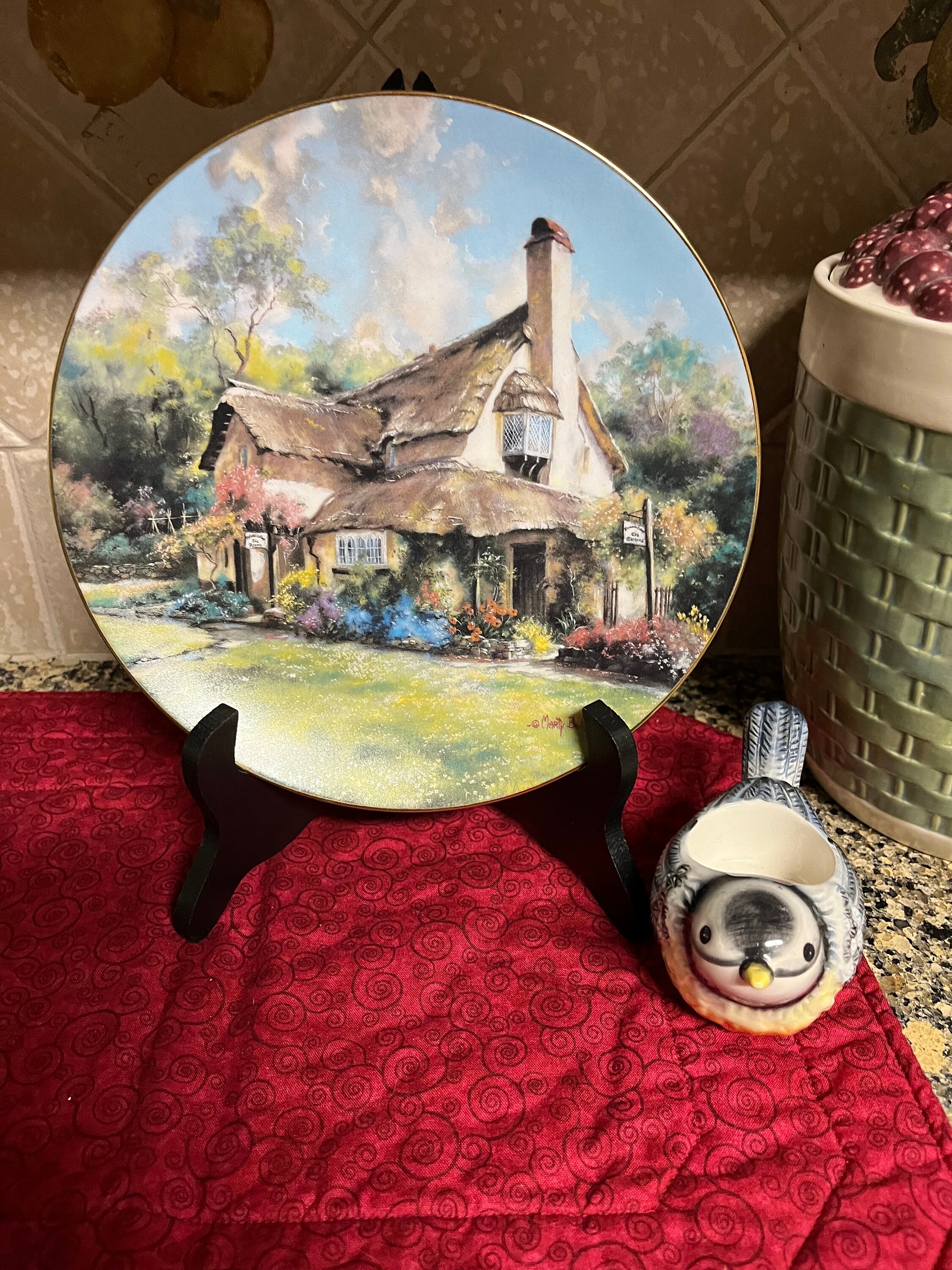 Marty Bell Cottage House Landscape Oil Print Painting Beautiful Flower ...