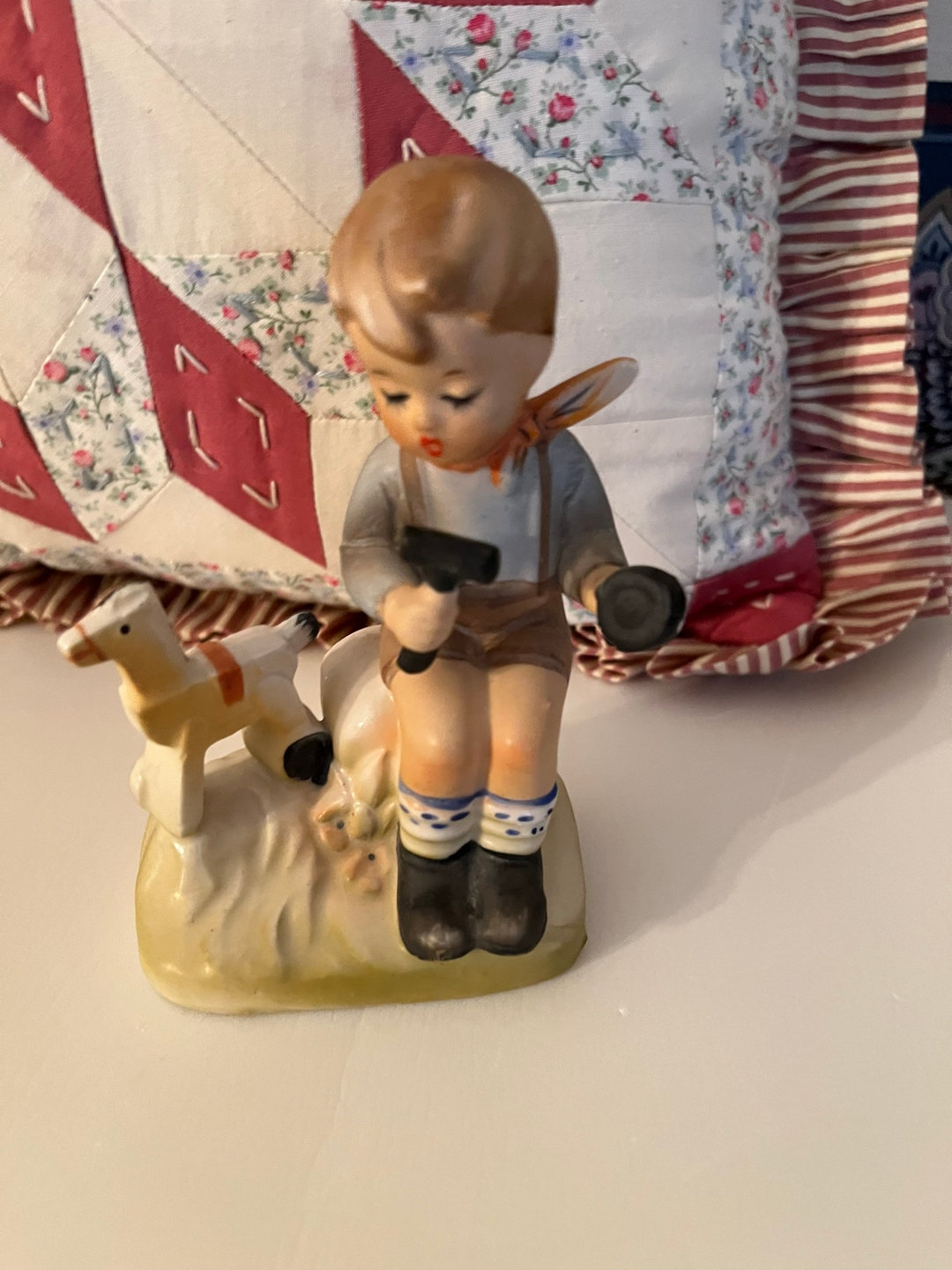Vintage Erick Steuffer Figurine Boy Making A Rocking Horse Horse ...