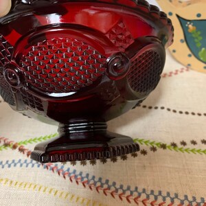 Vintage Avon Ruby Red Cape Cod Pedestal Candy Dish Made in the USA ...