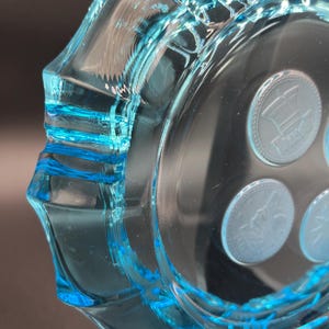 Fostoria Blue Coin Ashtray Ice Blue Coin Ashtray Electric Blue Ashtray ...